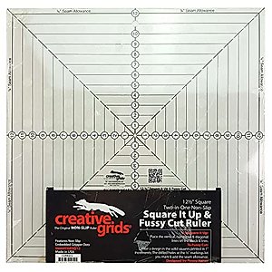Creative Grids 12-1/2in Square It Up or Fussy Cut Square Quilt Ruler - CGRSQ12