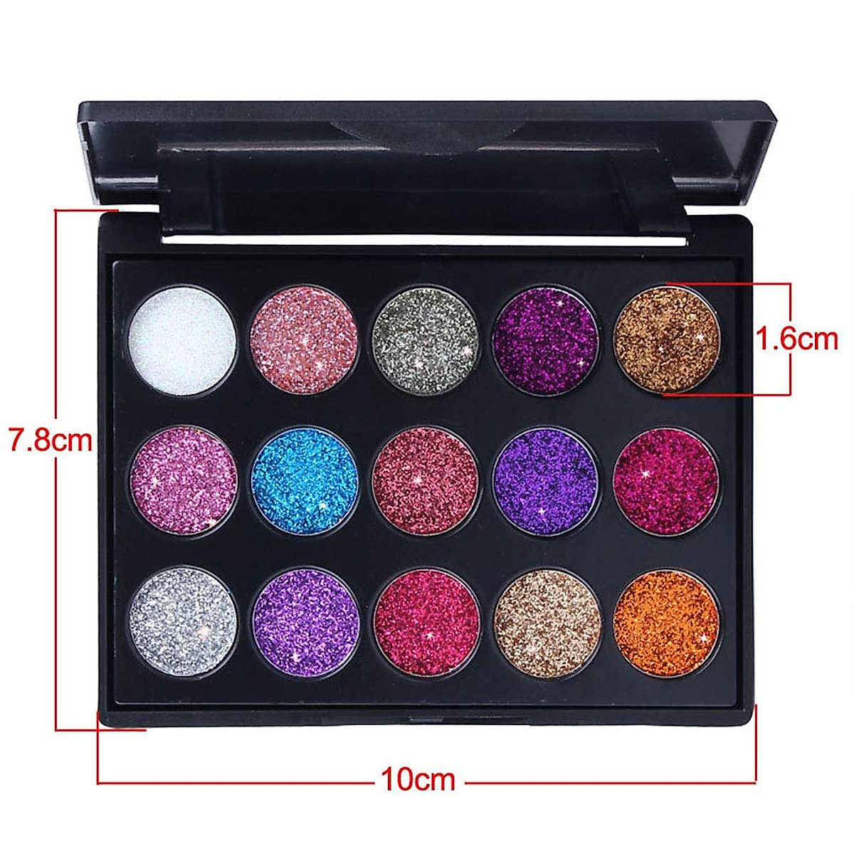 evpct 15 Colors Shimmer Glitter Sparkle Glittery Eyeshadow Makeup Palette Pallet Glitter for Girls,Pink Silver Red Rose Green Sparkling Sparkly Glitter Gel Pigment Eyeshadow Face Paint Makeup Palette