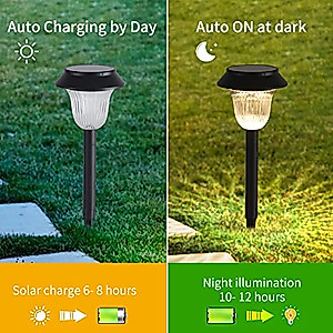 Ajinsn Solar Pathway Lights, 2 Pack Warm White LED Solar Powered Lights Outdoor, IP65 Waterproof, Auto On/Off Bright Up to 12 Hrs Solar Garden Lights for Patio Yard Lawn Driveway Walkway