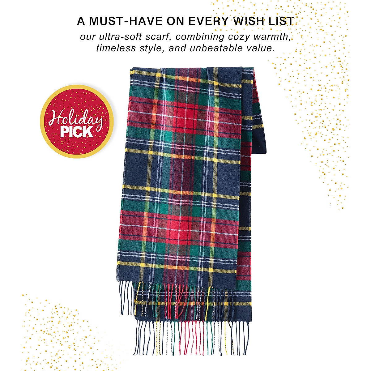 CALVIN & OLIVIA Ultra-Soft Winter Cashmere Feel Scarf Plaid Multi-Color Warm Long Unisex Winter Scarves Perfect Holiday Gift for Women Men Christmas Holiday Plaid