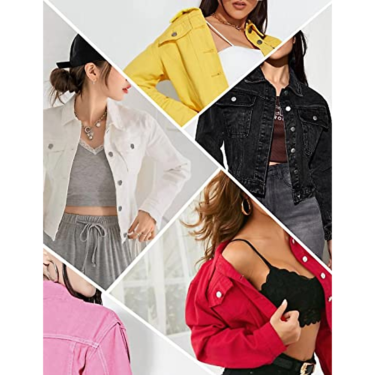 Locachy Women's Casual Denim Jacket Solid Color Basic Long Sleeve Jean Jacket Coat White XL