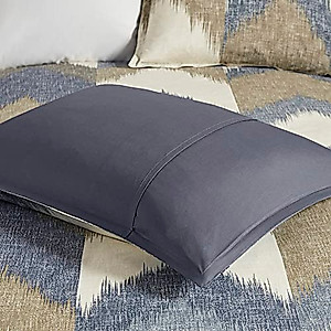 INK+IVY King Size Comforter Set, Cozy Cotton Comforter, All Season, Lightweight Comforter King Bed Set with 2 Matching Shams, Modern Cabin Lodge Ikat Chevron Design, Navy King/Cal King 3 Piece