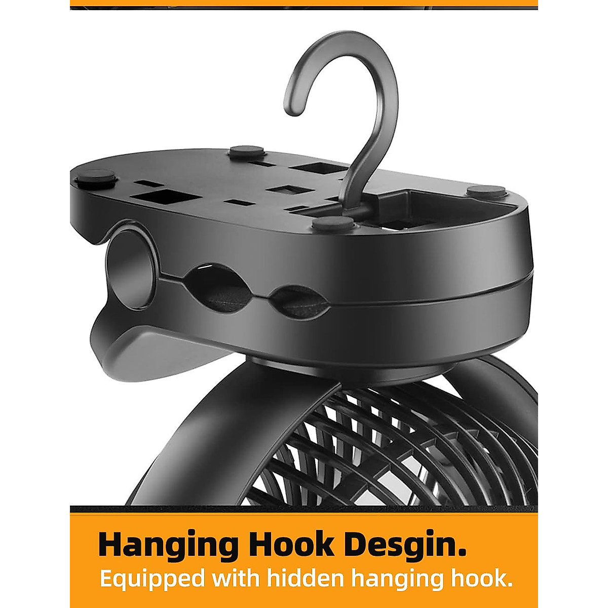 VANPRT 6'' Portable Hanging RV Tent fan with Remote Control,10000mAh Battery Camping Fan with LED light and Timer, 40 Hours Working Time Rechargeable Clip Fan, as Emergency Power - Pink