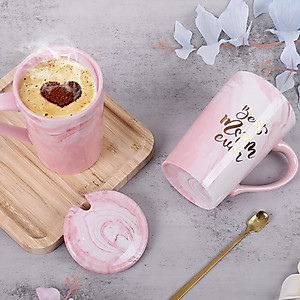 OurHonor Gifts for Mom, Best Mom Ever Coffee Mugs, Gift for Women 16 Oz Marble Pink Ceramic Novelty Tea Cup with Delicate Box for Mother's Day Chrismas