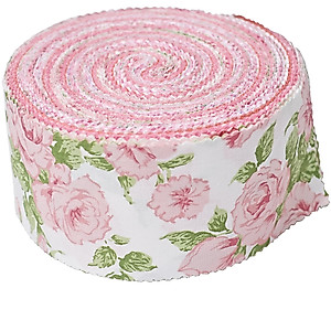 Nodsaw Jelly Roll Fabric Strips for Quilting, Crafting, and Sewing, 42 Strip Assorted Bundle, Soft Cotton for Blanket, Rug, Upholstery, Home Decor, and Purse Making, Pink