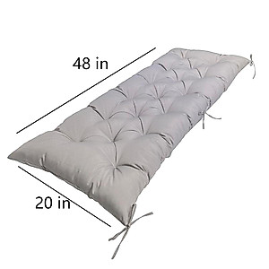 Waterproof Outdoor Bench Cushion, 48"x20", Swing Cushion Patio Furniture Cushions 3 Seater, for Garden Patio Furniture Lounger Bench (Light grey, 48x20 in)