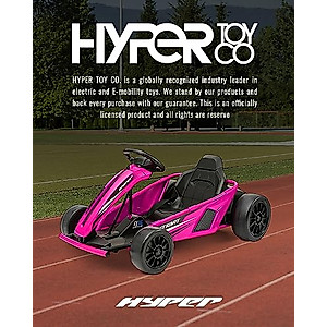 Hyper 24V Ride-On Electric Go Kart for Kids 8-14 Years, 3-Speed Setting with Drift Kart Mode, Foot Accelerated Pedal, Up to 9MPH Speed, 154 Lbs Max Weight, Ergonomic Seat & Sturdy Steel Frame, Pink