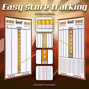 IgnatGames Dry Erase Darts Scoreboard - Double Sided Dart Scoreboard with 2 Magnetic Dry Erase Pens - Professional Dart Board Scoreboard for X01, Cricket and 10+ Darts Games