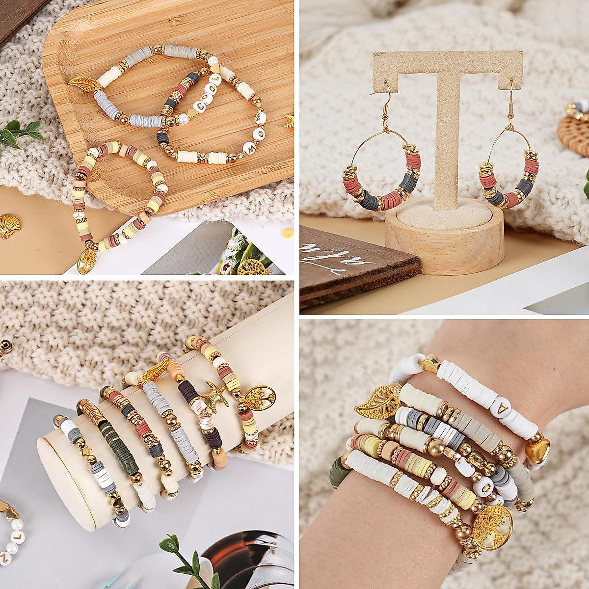 Quefe 8200pcs Clay Beads Bracelet Making Kit, 30 Colors Flat Preppy Beads for Friendship Bracelets, Polymer Heishi Beads with Charms for Jewelry Making, Holiday Crafts Gift for Teen Girls Adults