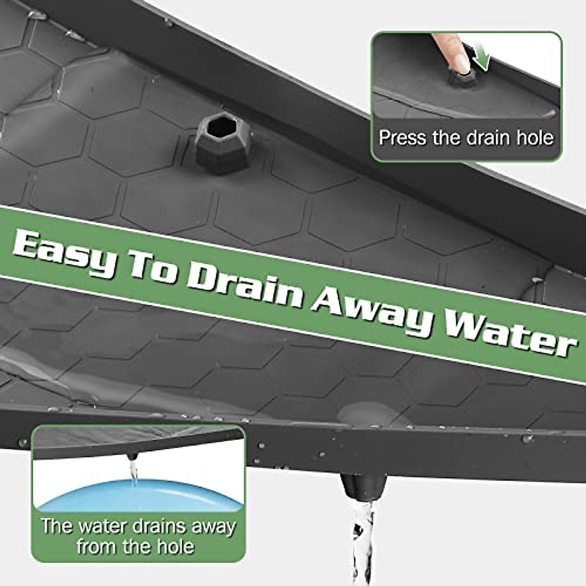 Under Sink Mat for Kitchen, 28" x 22" Silicone Waterproof Moistureproof Shelf Liners Under Sink Liner with Drain Hole, Organizers Fits 30'' Base Cabinets Kitchen Bathroom Cat Litter Box Mat Gate Mat