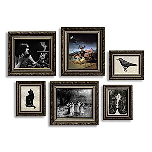 Spooky Weirdo Satanic Photo - Witch Witchy Poster Print - Haunted House Halloween Wall Decor - Vintage Scary Creepy Pictures for Bathroom - Gothic Goth Wall Art - Skull Ghost Raven Crow Pagan Gifts