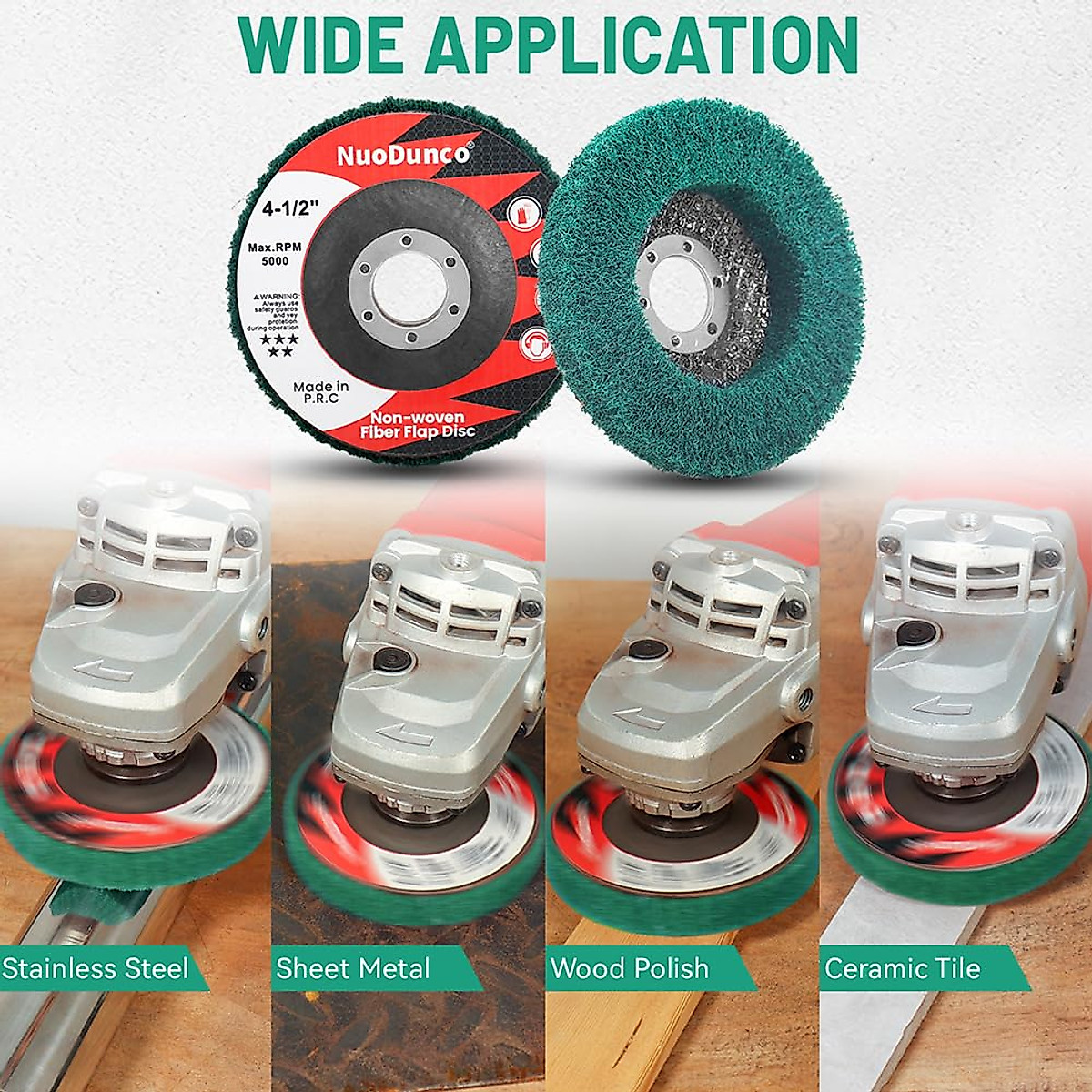 NuoDunco 10Pcs 180 & 320 Grit Scour Flap Disc 4 1/2 Inch Angle Grinder Attachment for Metal Wood Scuff Grinding Sanding Discs Scouring Pad Polishing Wheel Paint Rust Remover