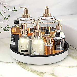 SUPPHOUS 12 Inch Non-Skid Lazy Susan Organizer, 360 Degree Sturdy Lazy Susan Turntable for Cabinet,Table, Fridge, Countertop, Dining Table,Under Sink Organizing, Spice Rack (Black White)