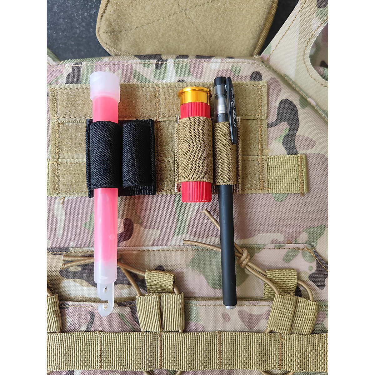 3 Packs 2-Round Ammo Cards 11mm-15mm Shotgun Shells Holder Ammunition Battery Pen Light Stick Tool Carrier Holder Pouch 800D Nylon