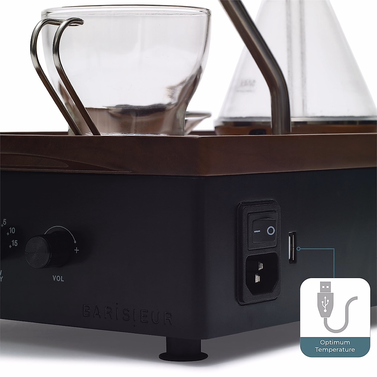 Barisieur Coffee Alarm Clock Coffee Maker- 2 ounces, Black Walnut