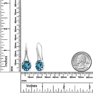 Gem Stone King Oval Gemstone Dangle Earrings For Women In 925 Sterling Silver | 12X10MM Oval Gemstone Birthstone French Wire Drop Dangle Earrings | 1.18 Inch