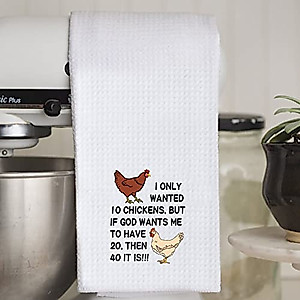 WCGXKO Chicken Gift Chicken Lover Gift Funny Chicken Kitchen Towels Housewarming Gift for Chicken Owner (40 Chickens)