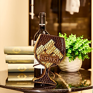 Yawill Wine Bottle Holder Wine Glass Statue Decorative Cork Holder Tabletop Wine Accessory for Home Kitchen (Wine Glass)