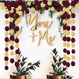 Graduation Decorations Burgundy Gold 2024/Fall Bridal Shower Wedding/Maroon Gold Graduation Party Decorations/Burgundy Gold Birthday Decorations Burgundy Paper Garlands