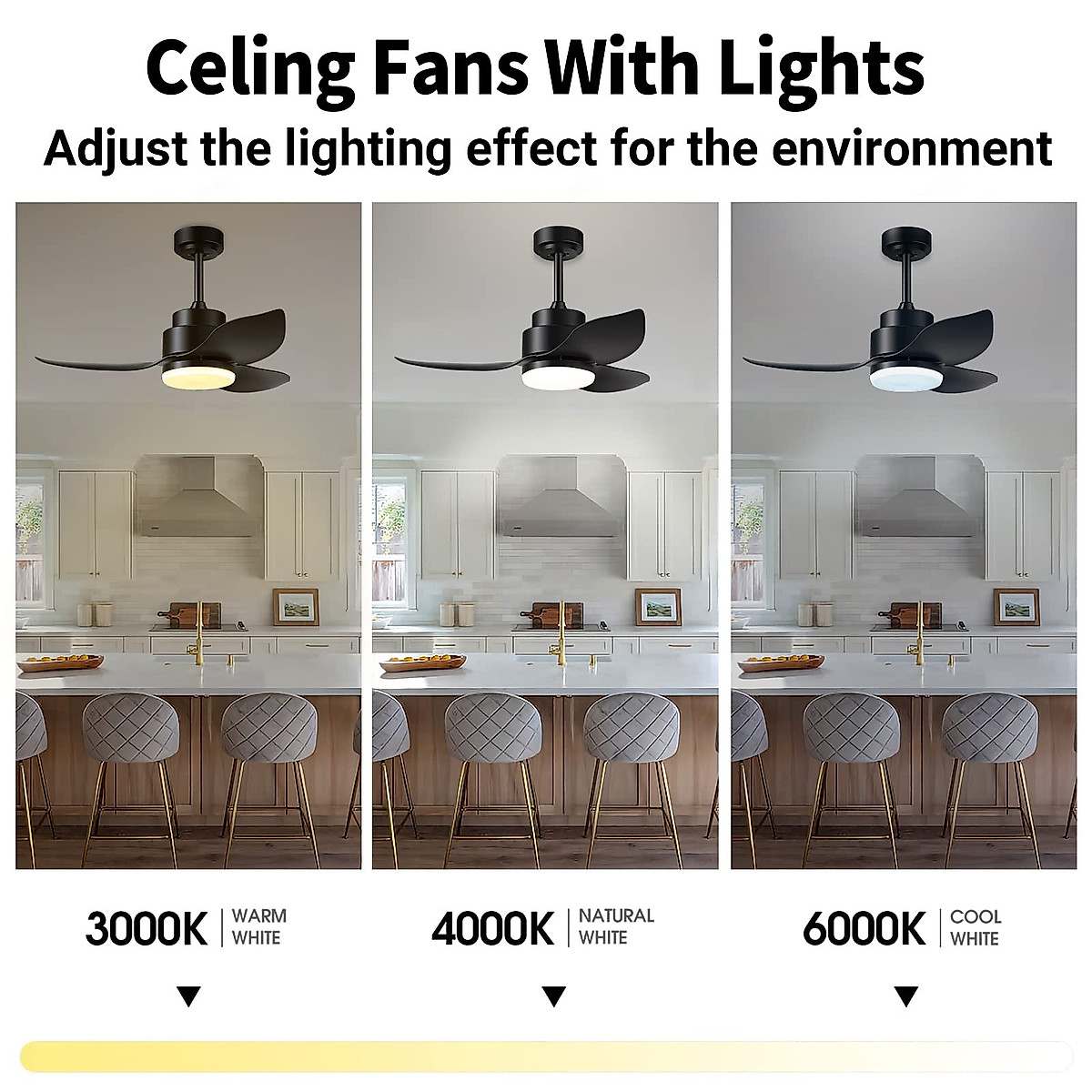 Surtime Modern Black Ceiling Fans with Lights and Remote, Indoor Outdoor Ceiling Fan for Patios,Living Room, Bedroom Etc 38" (with Lighting Memory Function)