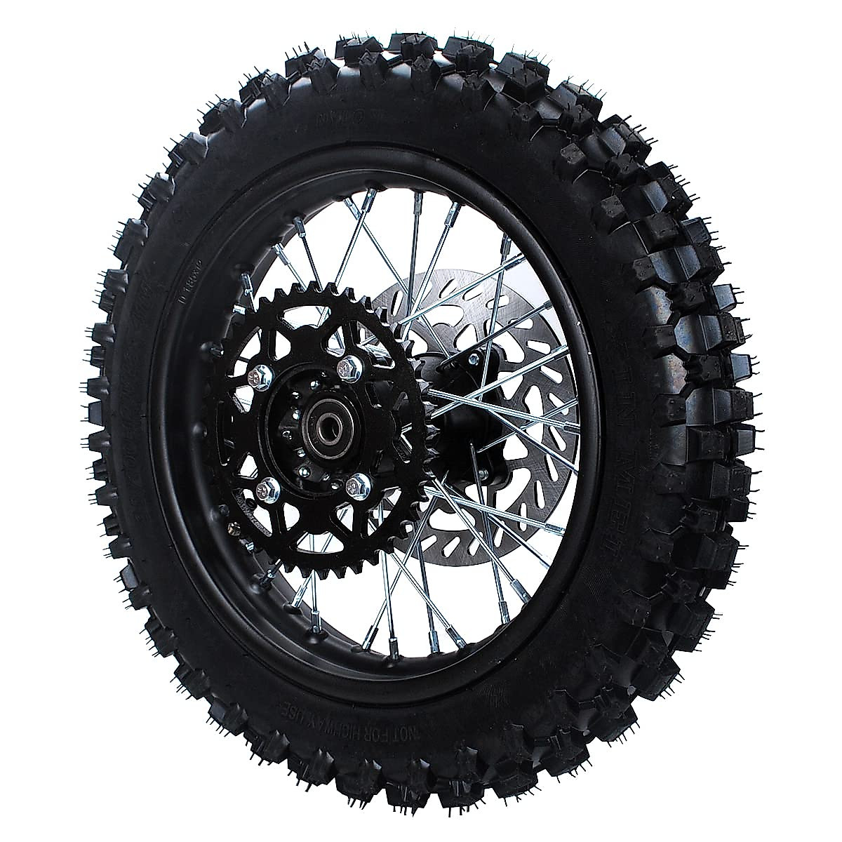 Rim tube tire 80/100-12 3.00-12 12-15MM axle 12"Complete rear wheel For small Dirt Pit Bike Trail Wheel Rim Tire Fits 125-160cc Pit Dirt Bike TTR SSR BBR Includes Brake Rotor and Sprocket