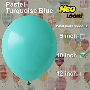 Neo LOONS 100 Pcs 10" Pastel Turquoise Blue Premium Latex Balloons - Great for Kids, Adult Birthdays, Weddings, Baby Showers, Water Fights, or Any Celebration