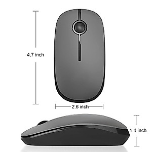 Vssoplor Wireless Mouse, 2.4G Slim Portable Computer Mouse with Nano Receiver Quiet Silent Optical Laptop Mouse for Notebook, PC, Laptop, Computer-Black and Gray