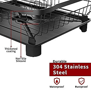 IMURZ Dish Racks for Kitchen Counter, Stainless Steel Drying Rack for Kitchen Sink with Detachable Drainage Board, Suitable for Various Tableware Storage and Dish Drainers for Kitchen Counter