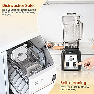 Enfmay Smoothie Blender Maker, 1450W Powerful Blender for Kitchen with 2L BPA-Free Tritan Container, 6 Stainless Steel Blades and Stepless Speeds, Kitchen Blender for Shakes/Smoothies/Ice/Soup/Nut, Silver