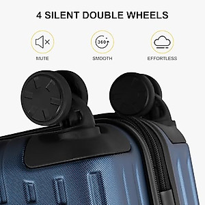 LEVEL8 Grace Carry On Luggage, 20 Inch Hardside Suitcase, Abs+Pc Harshell Spinner Luggage with Tsa Lock, Spinner Wheels, Blue, 20-Inch Carry-On