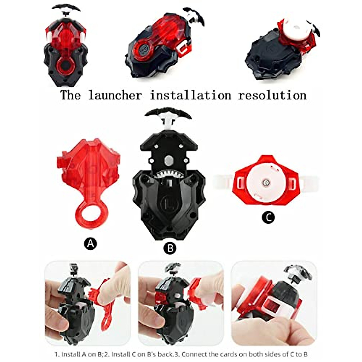 CombatGyro B-184 Launcher LR Bay Blades Toy DB B-191 Dangerous Belial All Might-2 Dynamite Battle Starter Set Grip Metal Fusion Bey Battling Tops Burst Gaming Toy Gift for Boys Age 4-7 8-12+