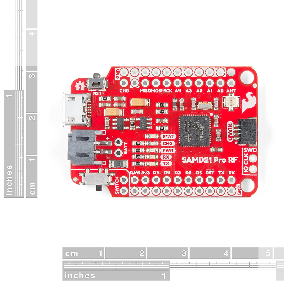 SparkFun Pro RF - LoRa, 915MHz (SAMD21) - Wireless Board Easy-to-use IoT Qwiic Enabled microcontroller 915MHz ISM Band Reinforced Micro-B USB Connector Included u.FL Antenna Connector