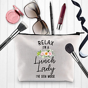 XYANFA School Lunch Lady Cosmetic Bag Appreciation Gift for School Lunch Staff Lunch Aide Cafeteria Worker Bag (RELAX Lunch Lady)