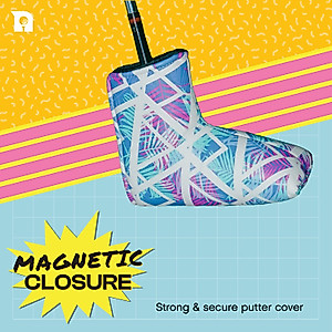 Noonan Golf Putter Cover | Magnetic Blade Golf Club Cover | Fleece Lined & Water Resistant | Fun, Creative & Unique Headcover Designs | Golf Accessories for Men & Women (Trendy Tropical, Blade)