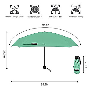 Yoobure Small Mini Umbrella with Case Light Compact Design Perfect for Travel Lightweight Portable Parasol Outdoor Sun&Rain Umbrellas