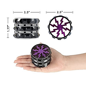 PYSEA 2.5" Aluminum Grinder with Clear Top, Black and Purple