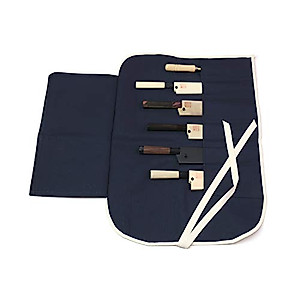 Yoshihiro Cotton Knife Pouch/bag Japanese Sushi Chef Knife Accessories (6 Slots) (Dark Navy)