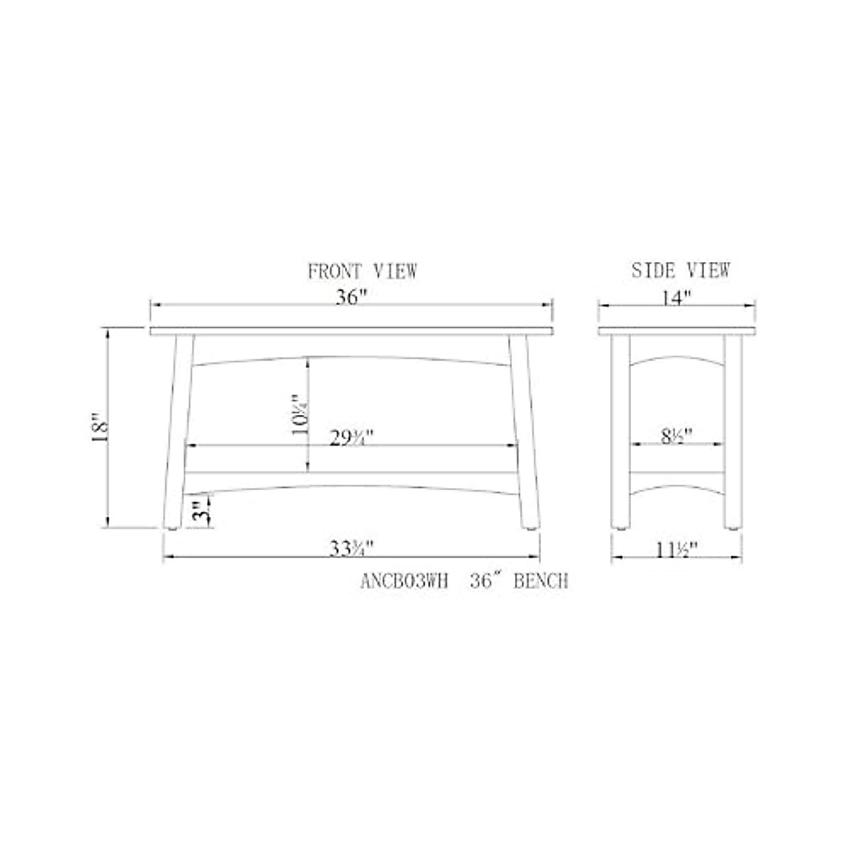 Alaterre Furniture Craftsbury 36" W Wood Entryway Bench, Gray