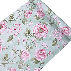 Self Adhesive Vintage Flower Shelf Liner Wall Paper Removable Floral Wallpaper for Cabinets Shelves Dresser Drawer Furniture Wall Sticker Arts and Crafts Decal (17.7x78.7 Inches)