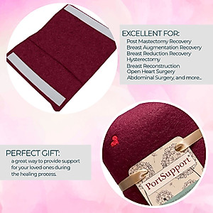 The Breast & Chest Buddy Port Support - Seatbelt Pads for Open Heart Surgery and Mastectomy Recovery - Burgundy