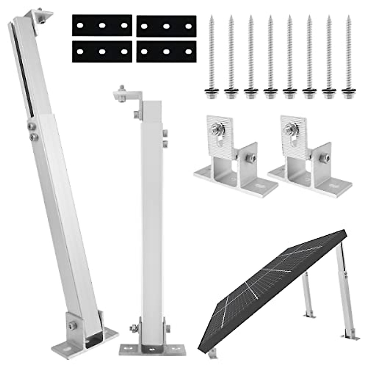 Txkrhwa Solar Panel Tilt Bracket Aluminum Alloy Solar Panel Mount Support Adjustable Solar Panel Mounting Rack Folding Tilt Leg Tilt Angle 15-30° for Off Grid Solar System