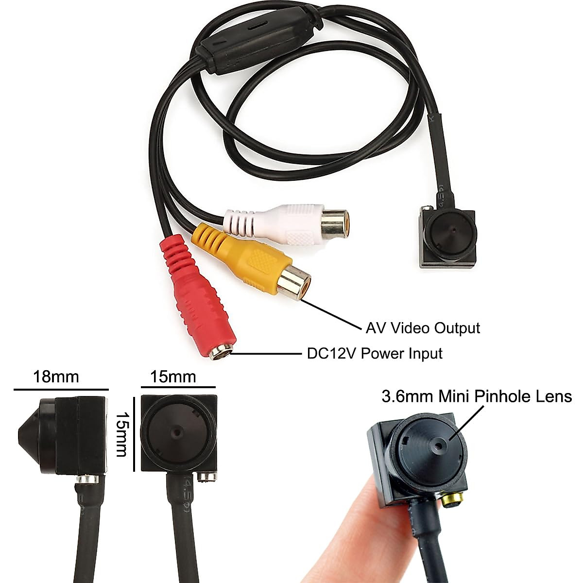 Vanxse® CCTV Hd Mini Spy Pinhole Security Camera 1000tvl Hidden Mini CCTV Surveillance Camera Indoor/Outdoor (VS-TN007)