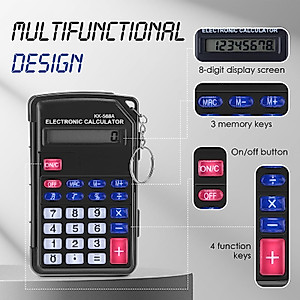 Kanayu 50 Pcs Calculators for Kids Bulk Classroom Supplies Operation Christmas Basic Pocket Calculator Black Mini Small Student with Flip Cover 8 Digit Display Key Ring Portable Back to School Gift
