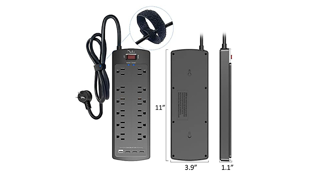Nuetsa Surge Protector Power Strip with 12 Outlets & USB Ports