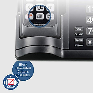 Panasonic Cordless Phone System with Answering Machine, One-Touch Call Block, Enhanced Noise Reduction, Talking Caller ID and Intercom Voice Paging - 4 Handsets - KX-TGF544B (Black)