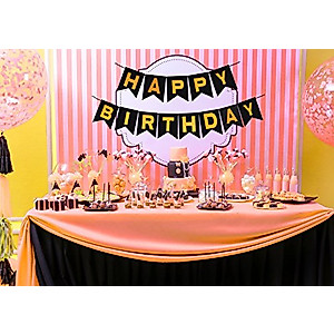 Happy Birthday Banner Black and Gold Glitter Letters on Thick Cardstock Paper Black Happy Birthday Bunting Garland for Birthday Photo Booth and Backdrop Hanging Party Supplies