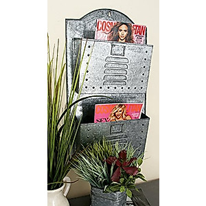 Deco 79 49107 Metal Galvanize Wall Pocket Décor, 15"W/26"H