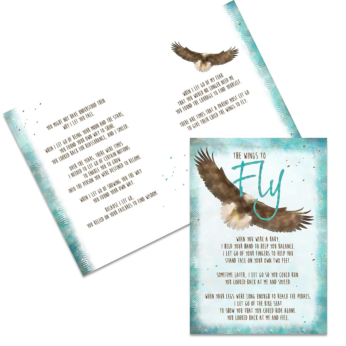 Smiling Wisdom - The Wings to Fly Encouraging Greeting Card & Silver Wings Necklace Gift Set - Daughter From Mom Dad - Graduation Birthday, Leaving Home - .925 Silver