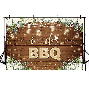 AIBIIN 7x5ft I Do BBQ Backdrop for Adults Men Women Couples Engagement Bridal Shower Boho Wedding Rustic Wooden Photography Background Baby Shower Birthday Party Decorations Banner Photo Booth Props