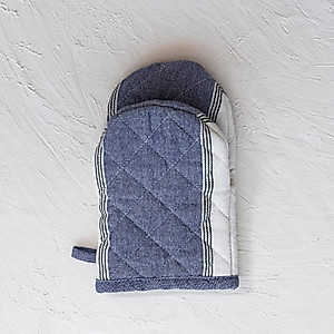 Creative Co-Op Cotton Stripes, Navy and White Oven Mitt, Blue